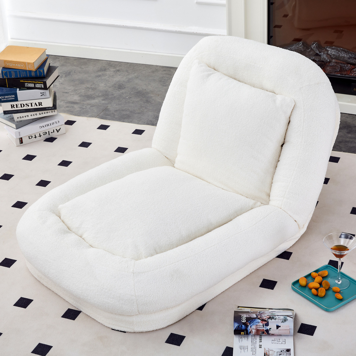 Folding Sofa Chair with 5 Adjustable Positions, Upholstered Human Dog ...