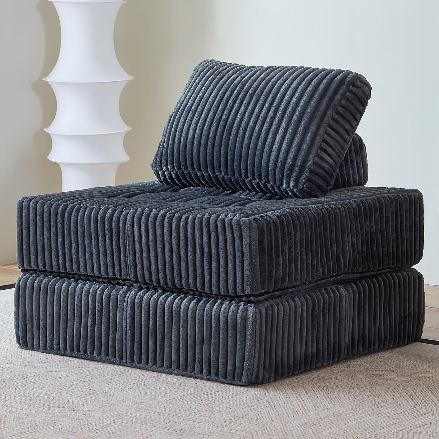 Folding Sofa Chair, Foldable Floor Sofa Bed with Corduroy, Convertible ...