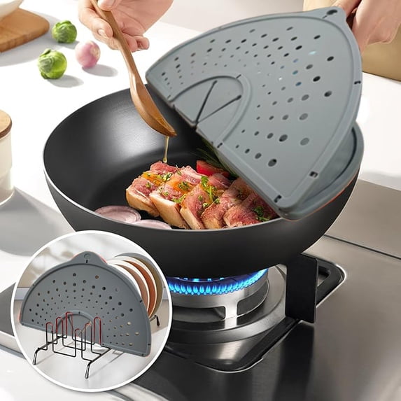 Folding Splatter Screen for Frying Pan, Fold Grease Splatter Guard ...