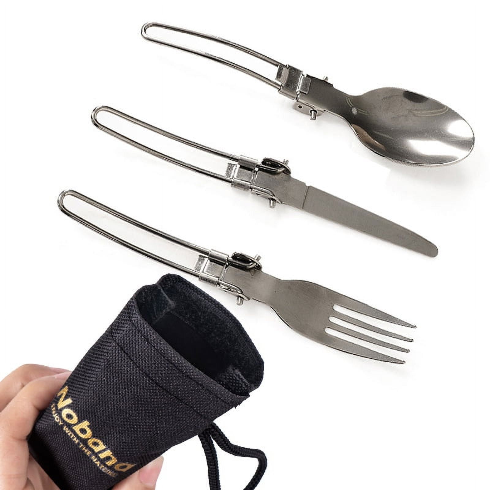 Folding Spoon Fork Knife Set Portable 3 in 1 Folding Dinner Flatware ...