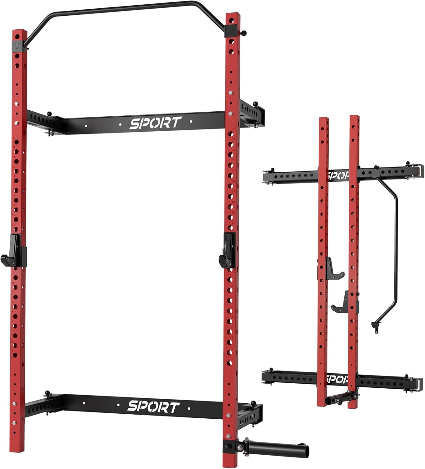 Folding Squat Rack, 1000LBS Capacity Wall Mounted Squat Rack, 2.36"x2 ...