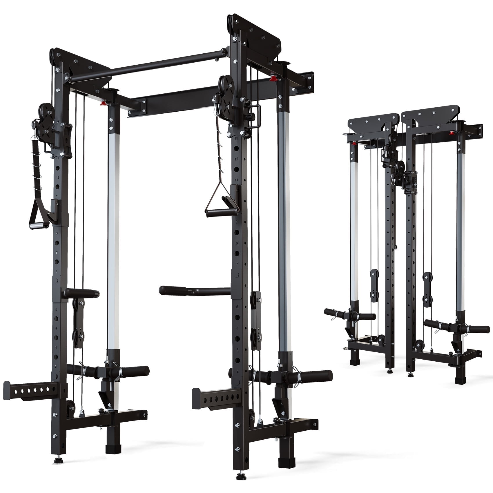 Folding Squat Rack - Wall Mounted Power Rack Cage Home Gym with Cable ...
