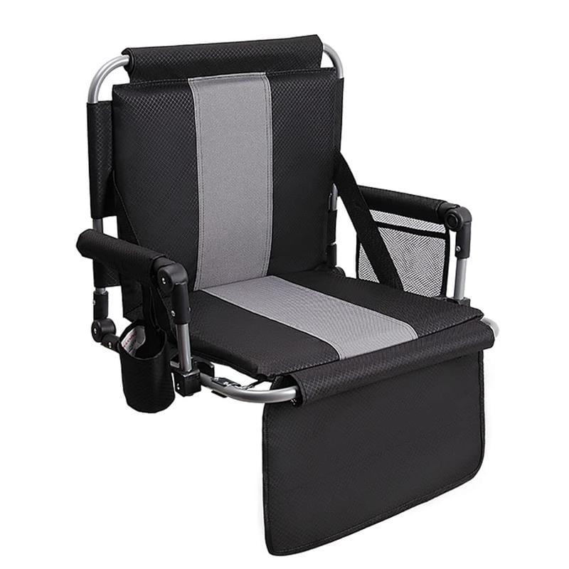 Folding Stadium Seat Bleacher Chair with Cup Holder, Mesh Bag and Hide ...