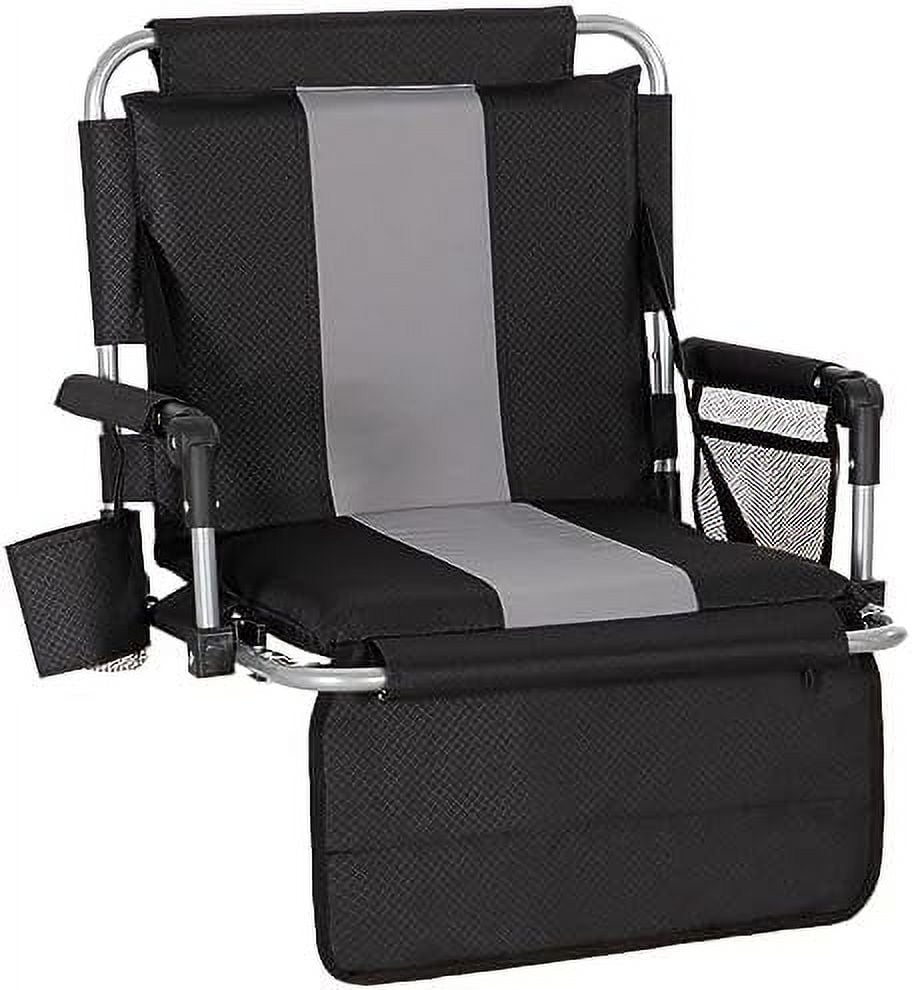 Folding Stadium Seat Bleacher Chair with Cup Holder, Mesh Bag and Hide ...