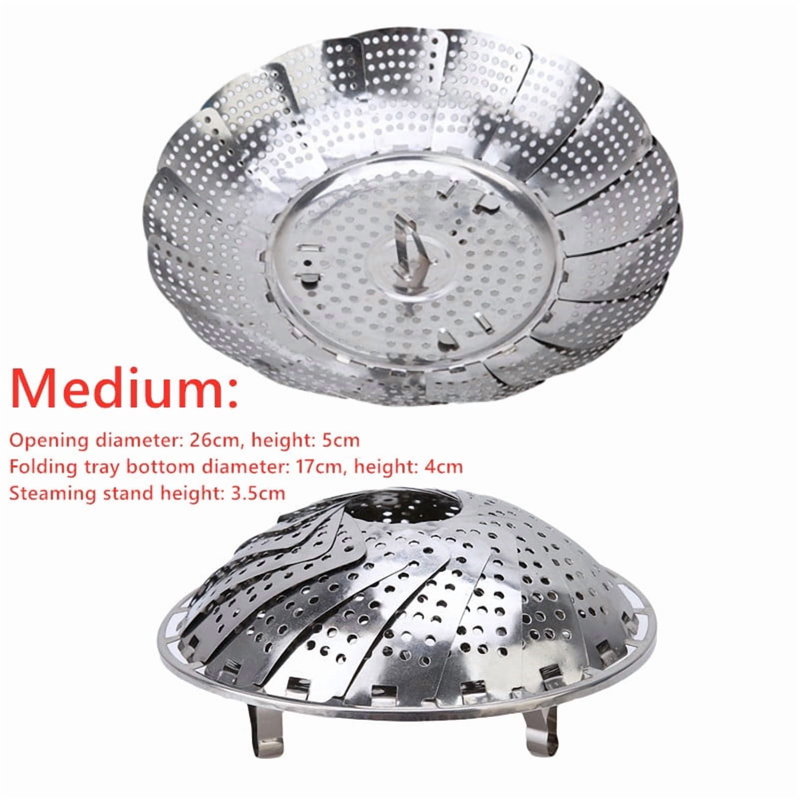 Folding Stainless Food Steamer Vegetable Fruit Food Basket Mesh Steamer ...
