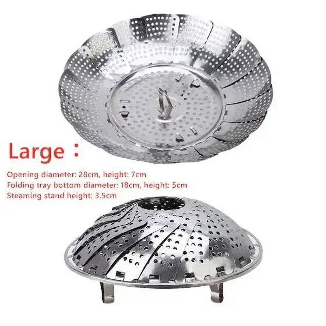 Folding Stainless Food Steamer Vegetable Fruit Food Basket Mesh Steamer ...