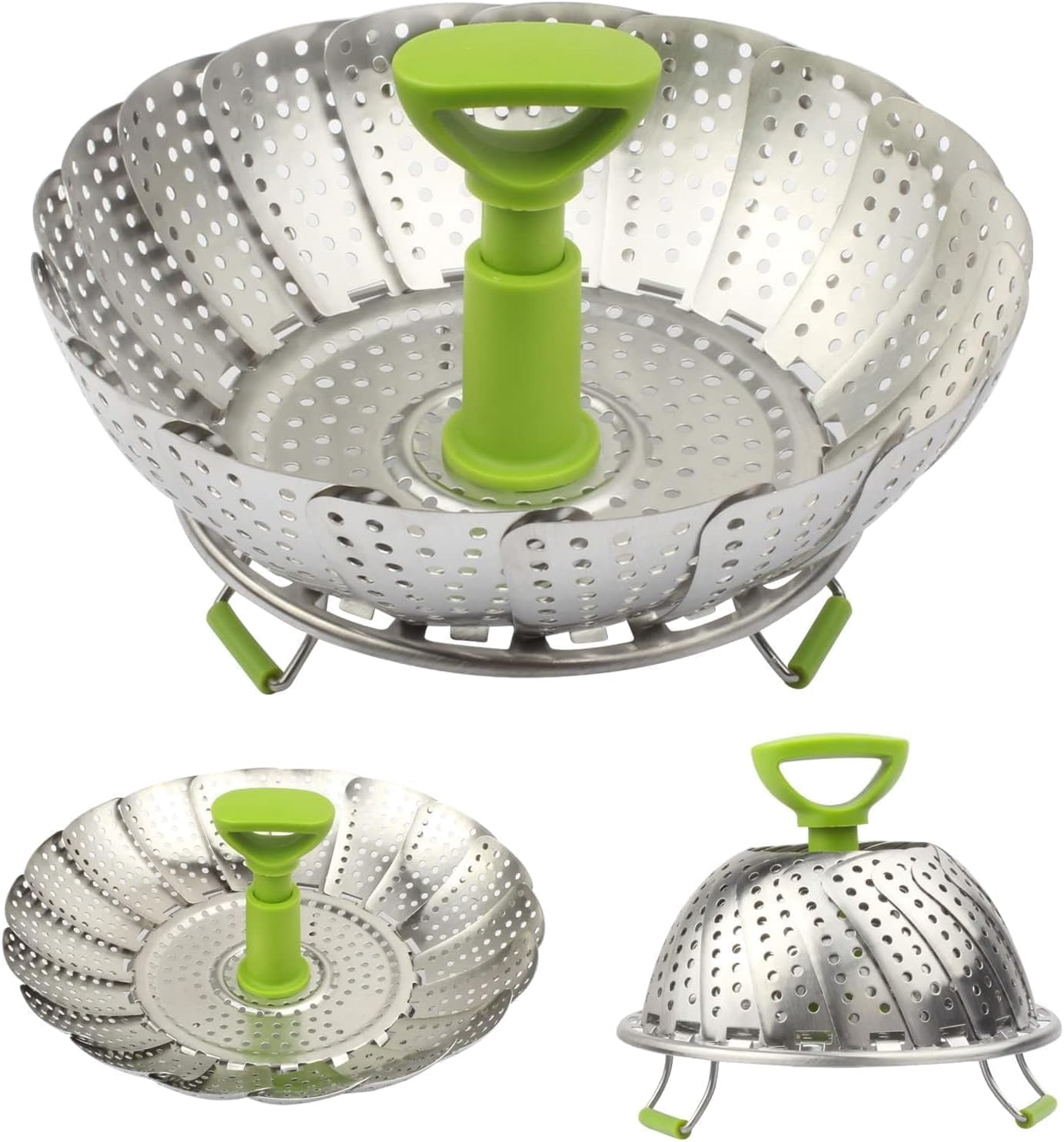 Folding Stainless Steel Steamer Basket (7-11 Inches) with Heat ...