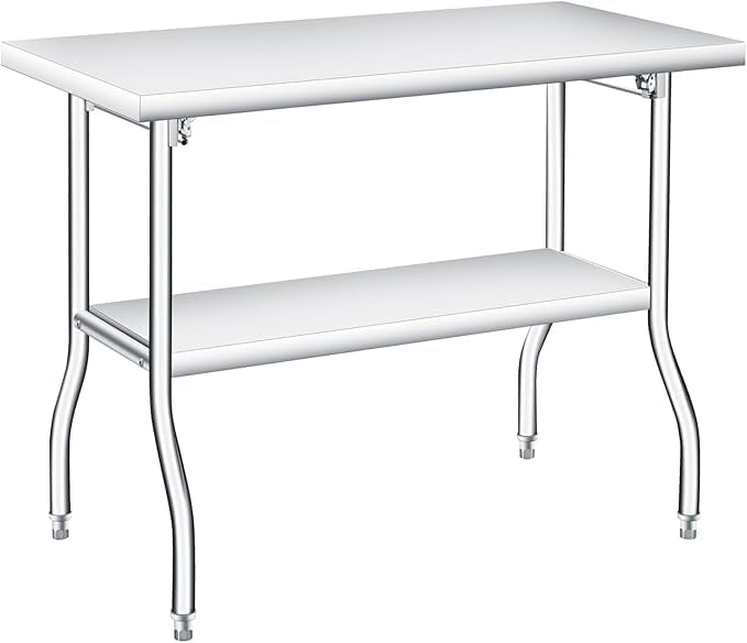 Folding Stainless Steel Table, 400LB Capacity Heavy-Duty Prep Table (No ...