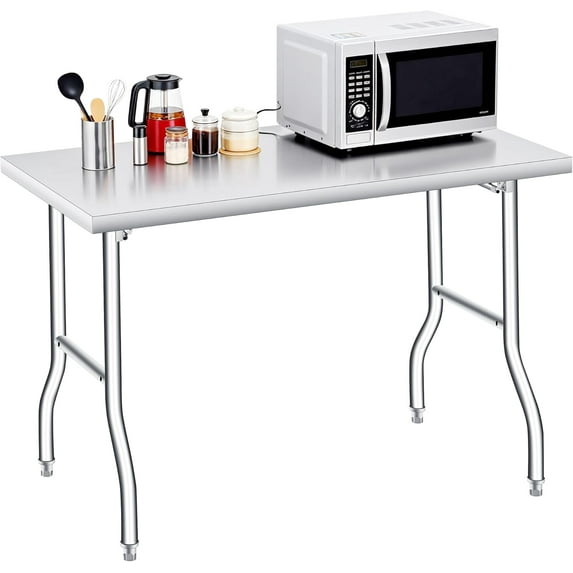 Folding Stainless Steel Table, 48x24 in, 400 LB Capacity, Heavy Duty ...
