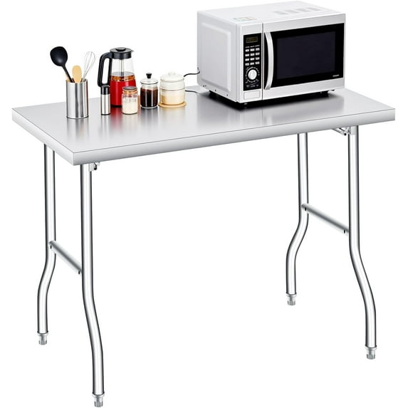 Folding Stainless Steel Table, 48x30 in, 400 LB Capacity, Heavy Duty ...
