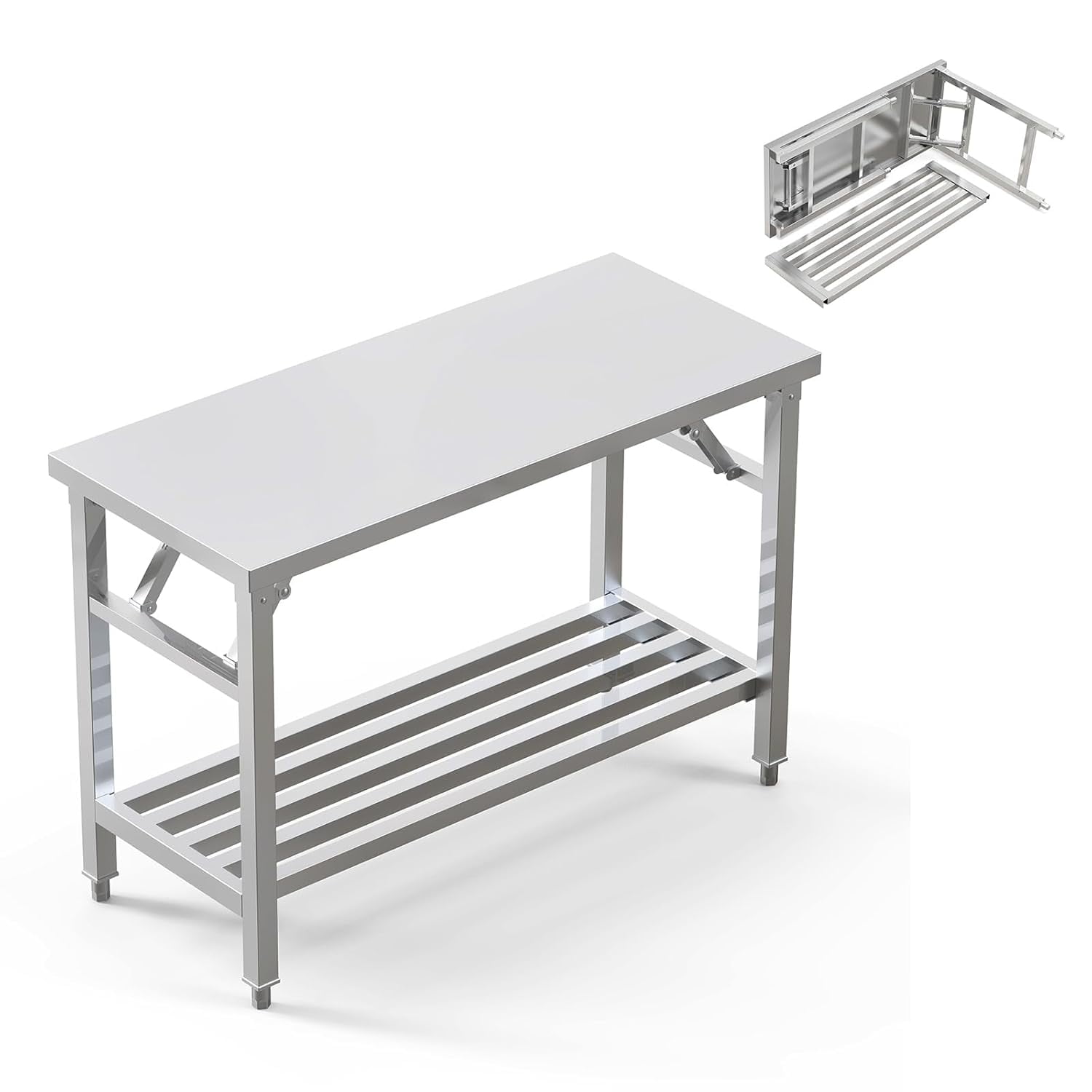 Folding Stainless Steel Table with Adjustable Table Corners and ...