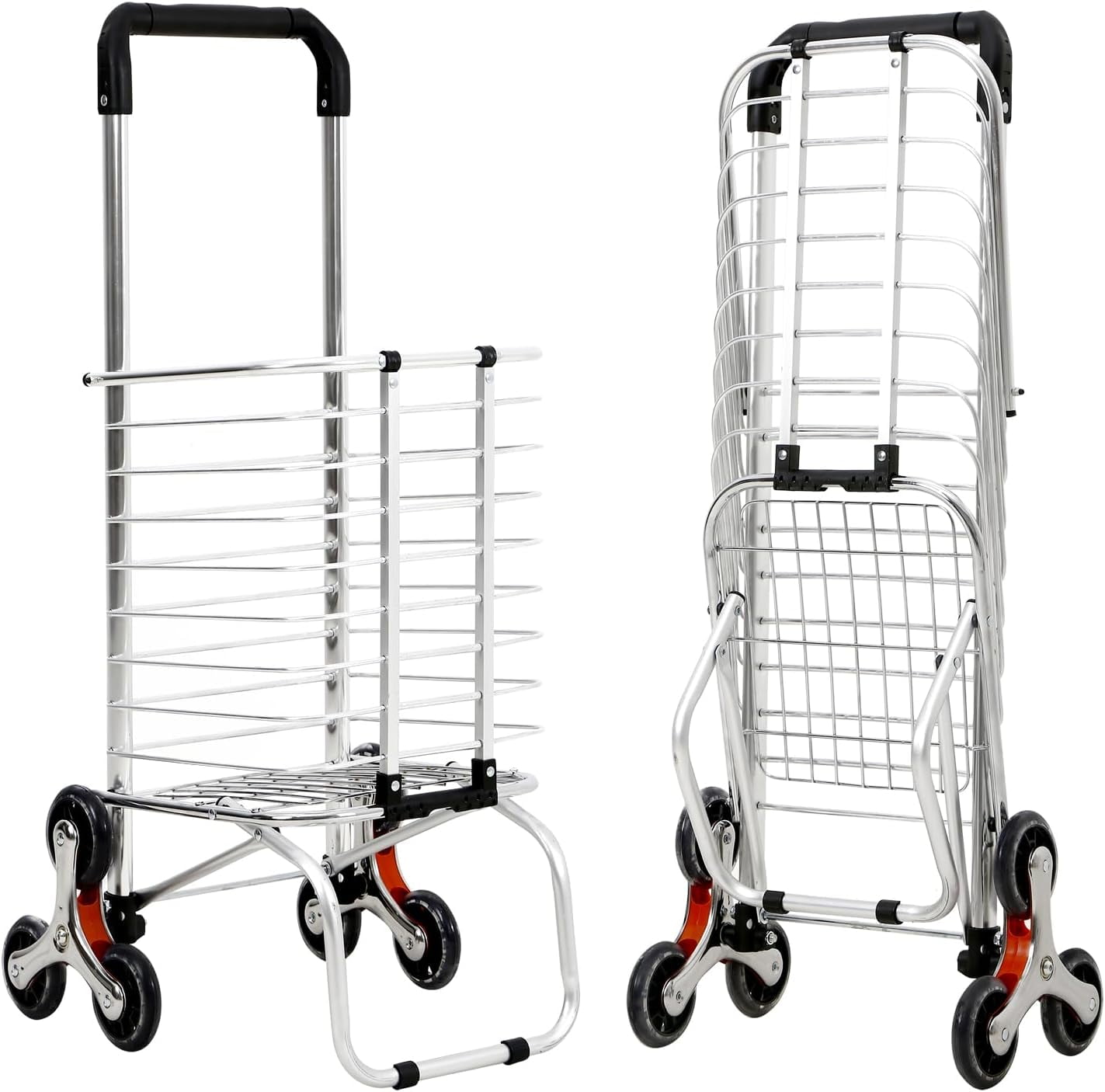 Folding Stair Climbing Cart, Shopping Carts with 6 Wheels,Foldable ...