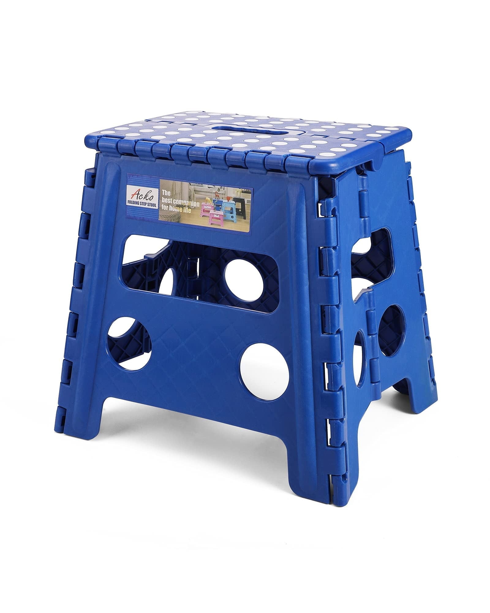 ACSTEP Folding Step Stool 13 inch Tall Plastic Folding Stool with Carry ...