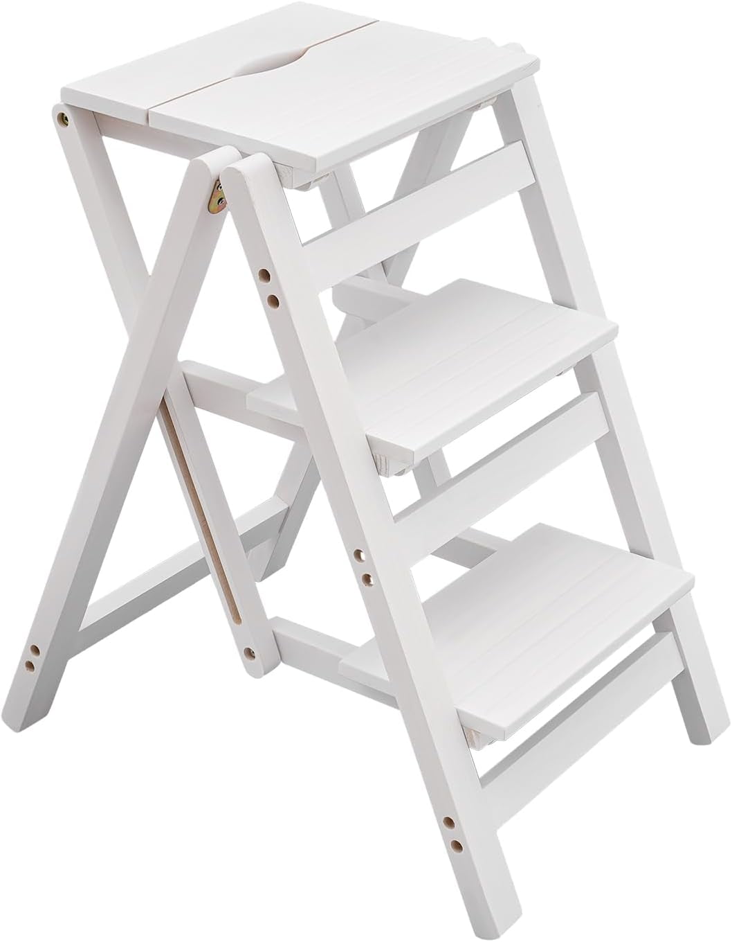 Folding Step Stool 3-Step Chair Ladder Multi-Functional Folding Solid ...