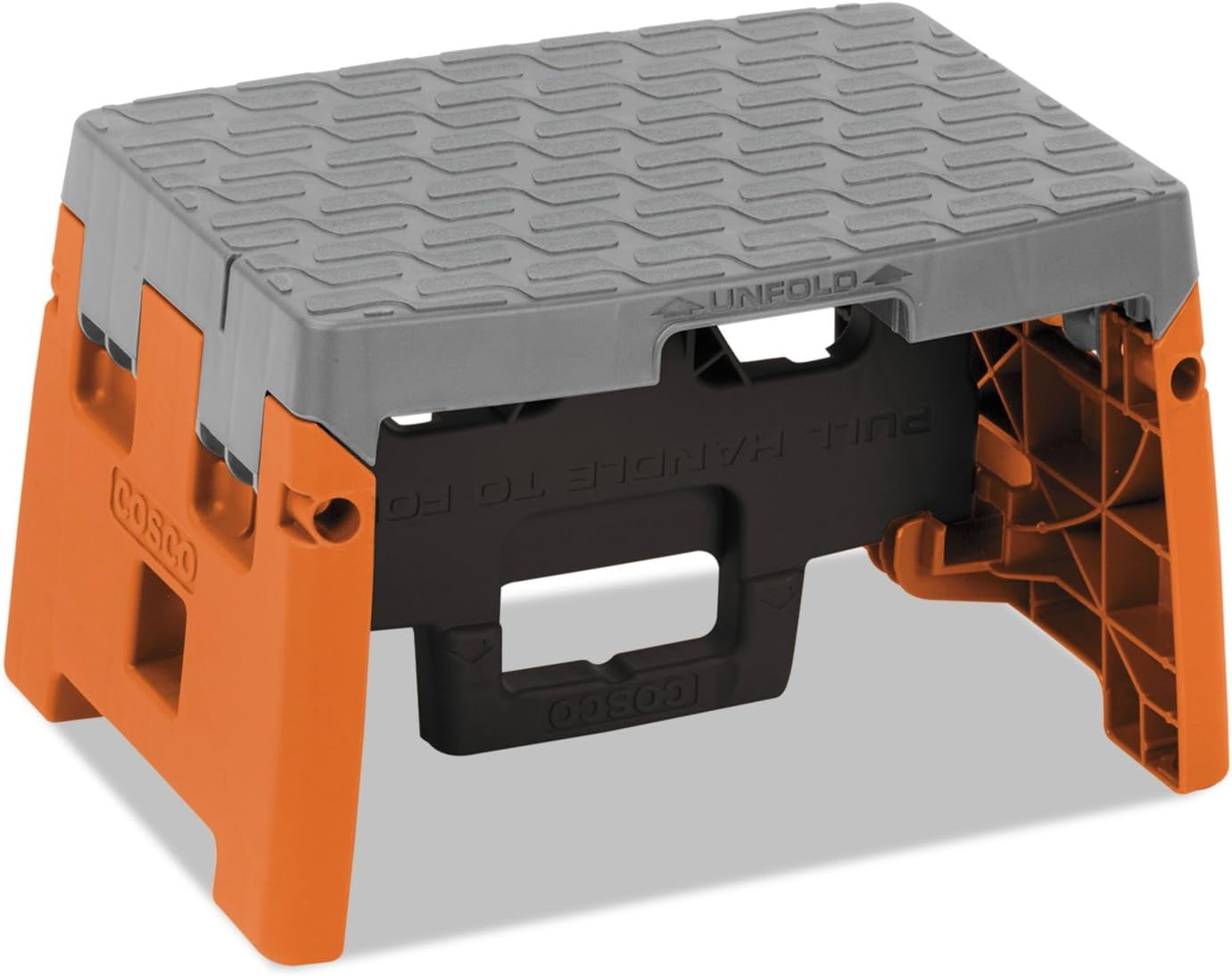 Folding Step Stool, 300 Lb, 8 1/2" Working Height, Orange/Gray ...