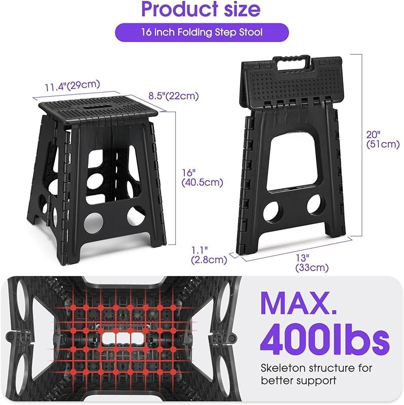 Folding Step Stool 9'' Tall Kids Step Stool Holds Up to 300 lb Plastic ...