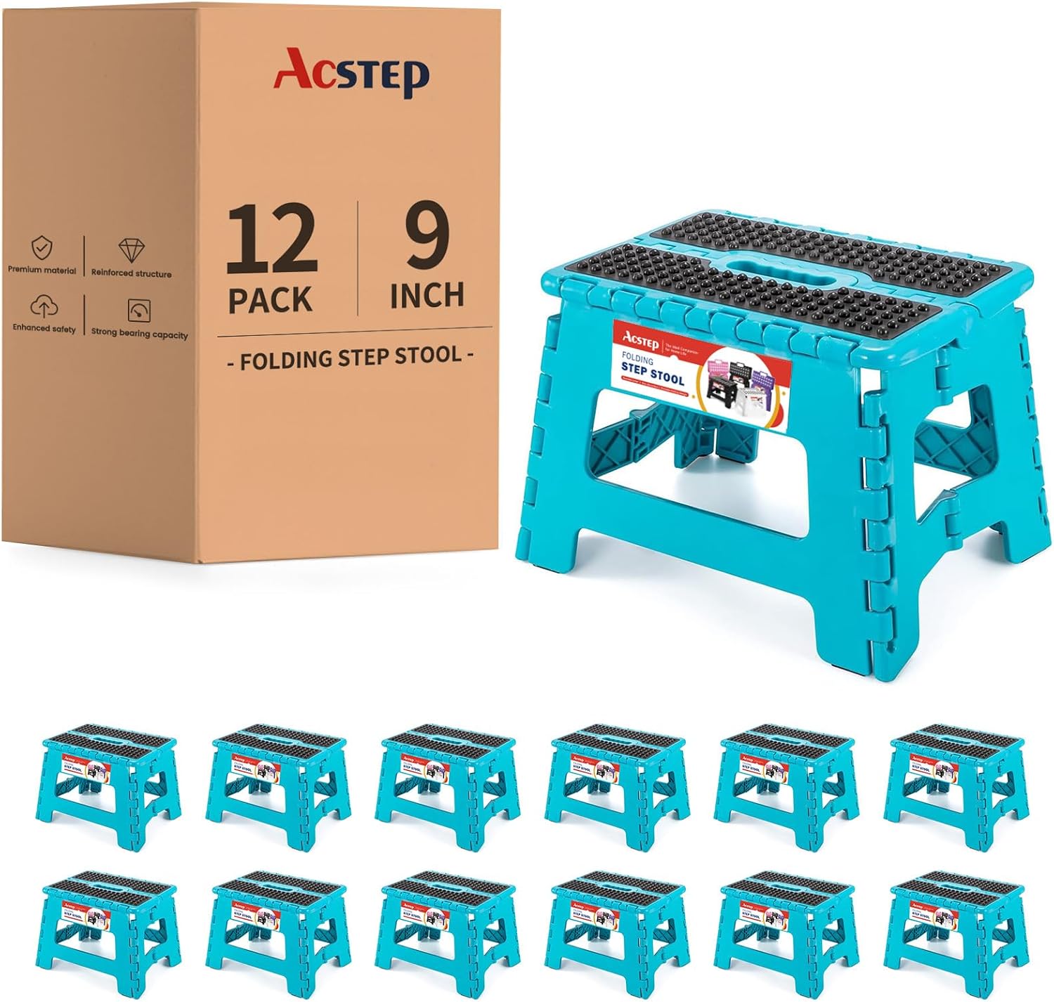 Folding Step Stool 9 inch Height Non-Slip Step Stool for Kid and Adult ...
