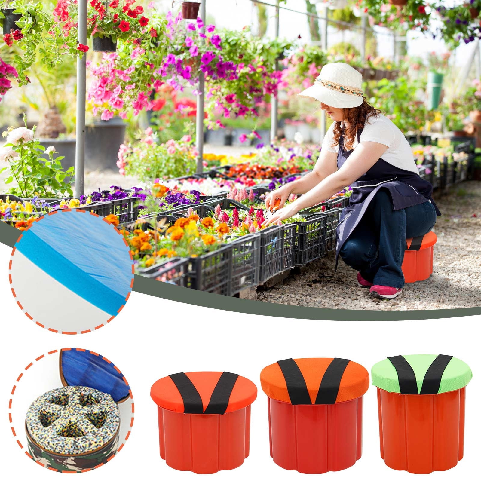 Folding Step Stool,Kneeling Gardening Stool,Portable Outdoor Stool,Foam ...