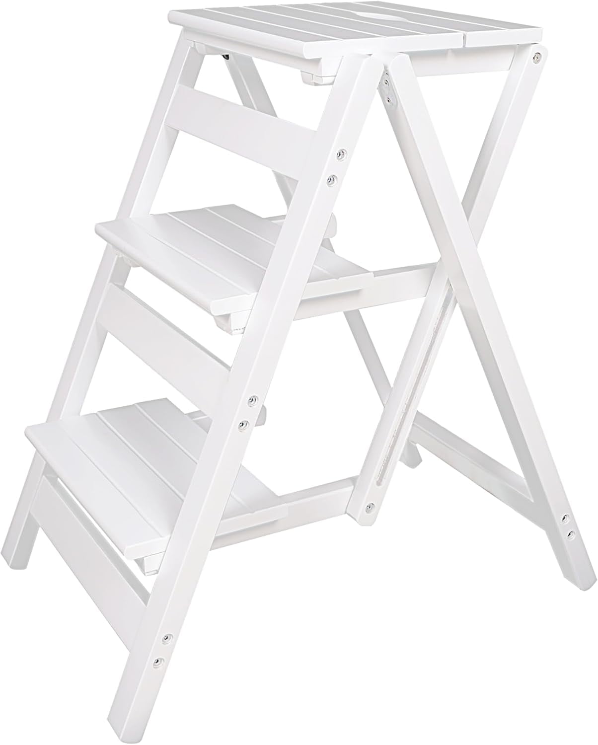 Folding Step Stool Step Ladder 3 Tier, Multi-Functional Folding Solid ...
