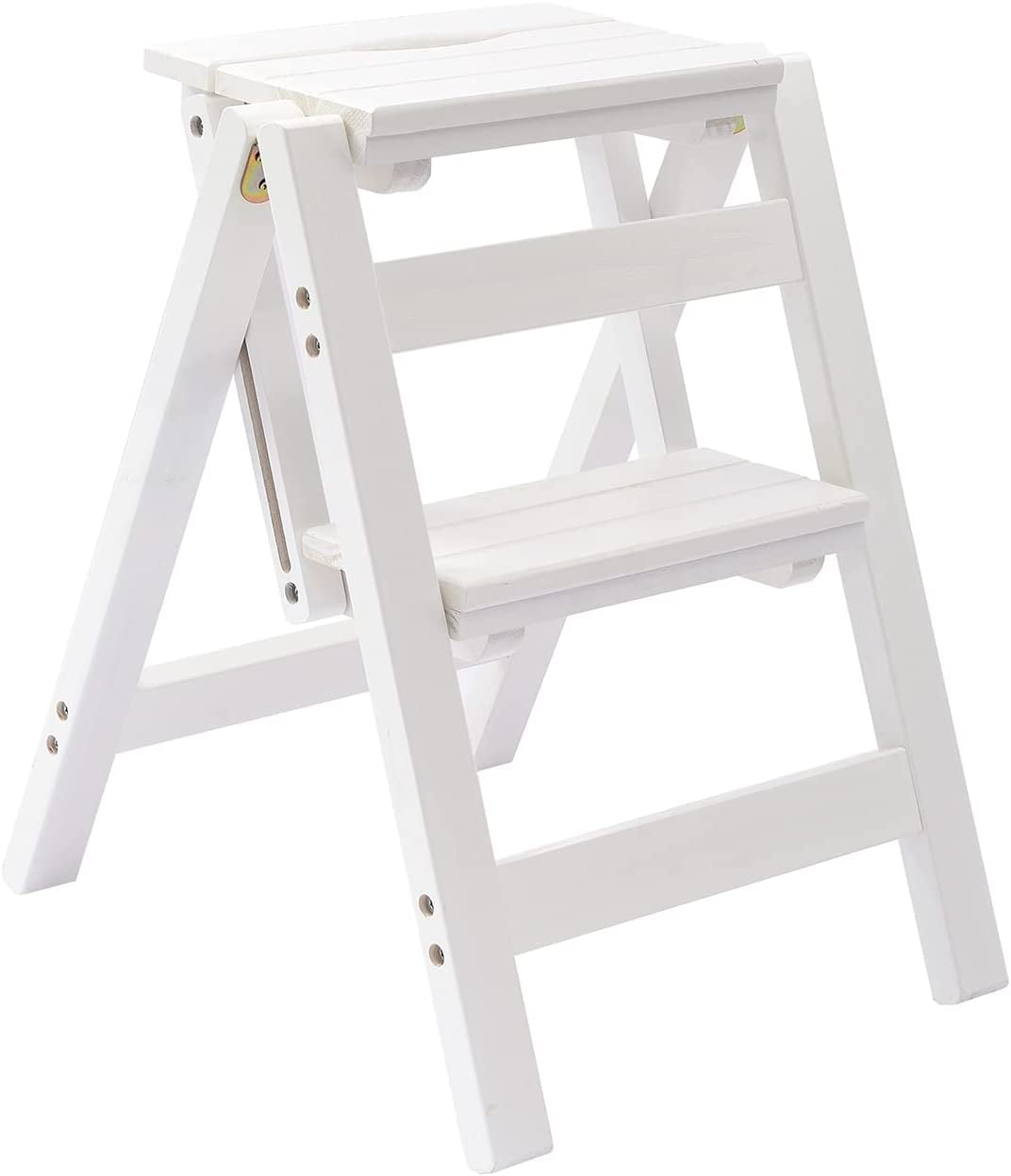 Folding Step Stool Step Ladder 2 Tier, Multi-Functional Folding Solid ...