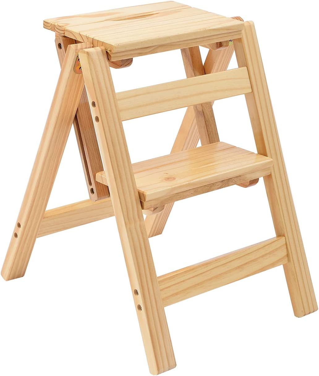 Folding Step Stool Step Ladder 2 Tier, Multi-Functional Folding Solid ...