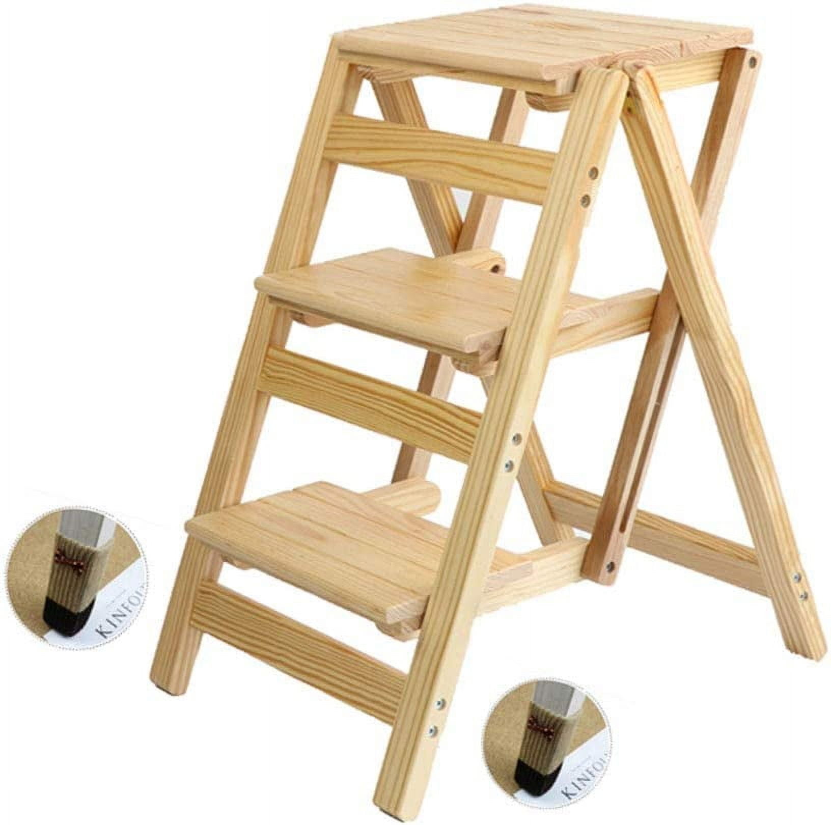 Folding Step Stool Step Ladder 3 Tier, Multi-Functional Folding Solid ...