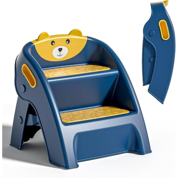 Folding Step Stool for Bathroom and Potty ,Anti-Slip, Anti-Tip A-Frame ...