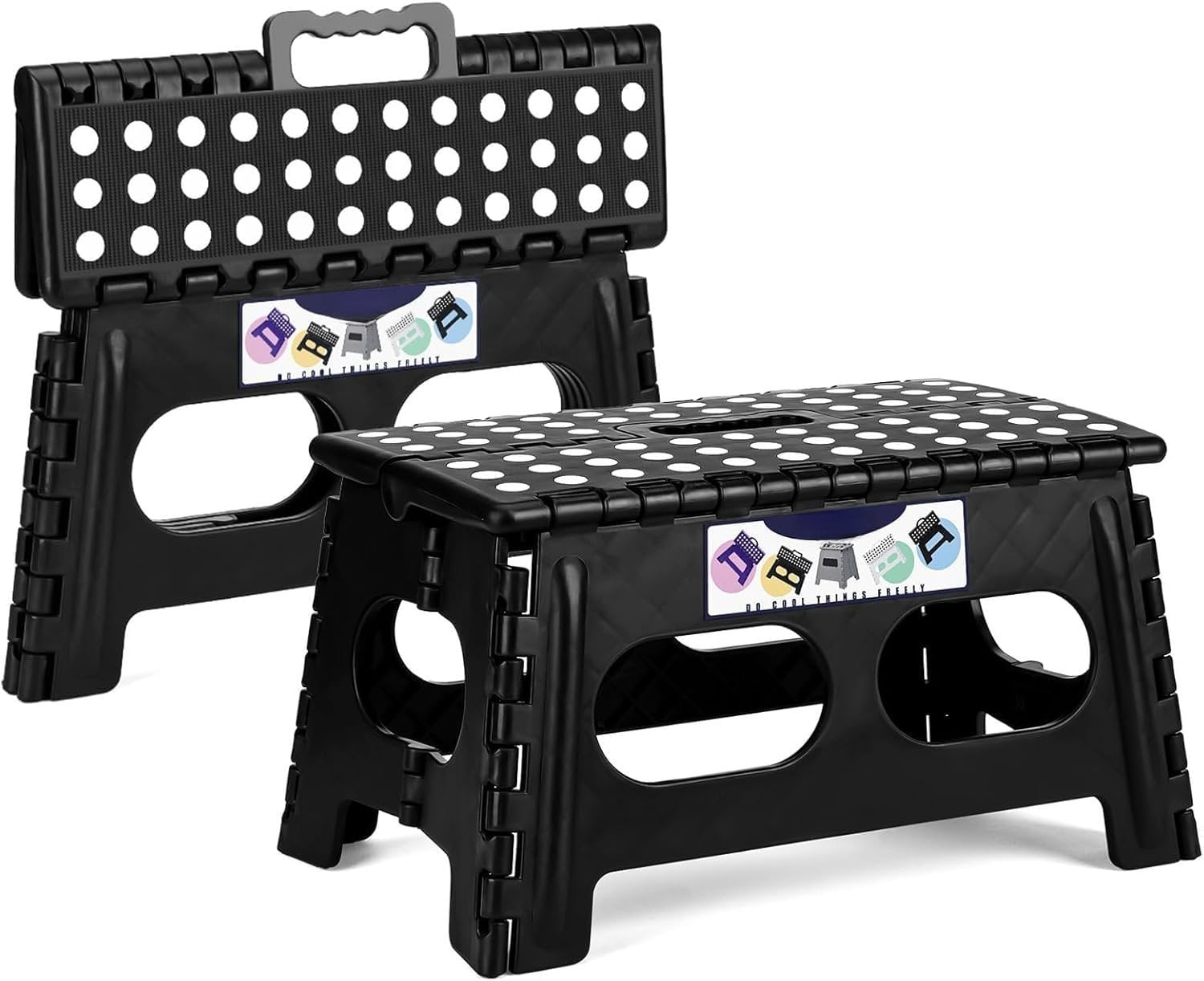 Folding Step Stool for and ,15-Inch Extra Wide 9 Inch 2 Height Stepping Stool Safe and ...