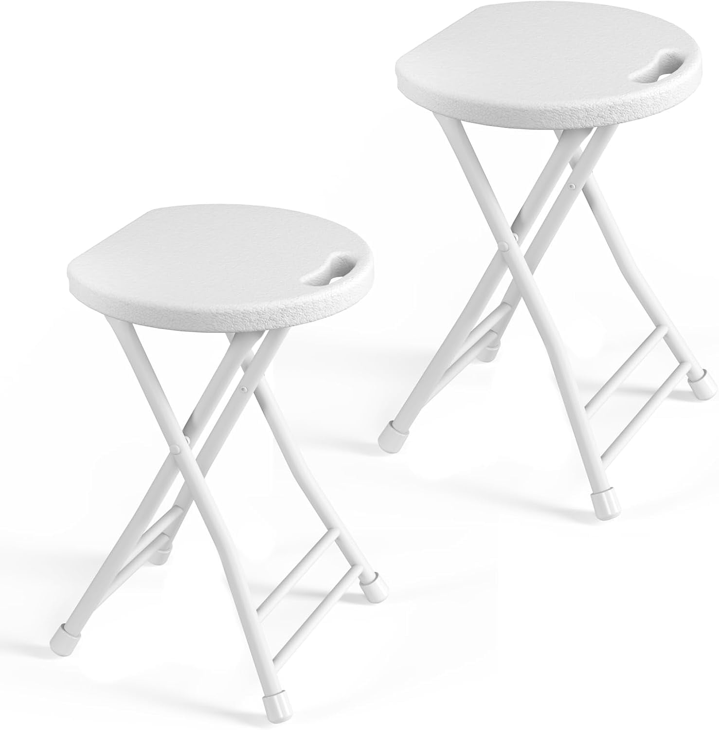 Folding Stool, 18 Inch Foldable Stool with Handle & Steel Frame, Pack ...