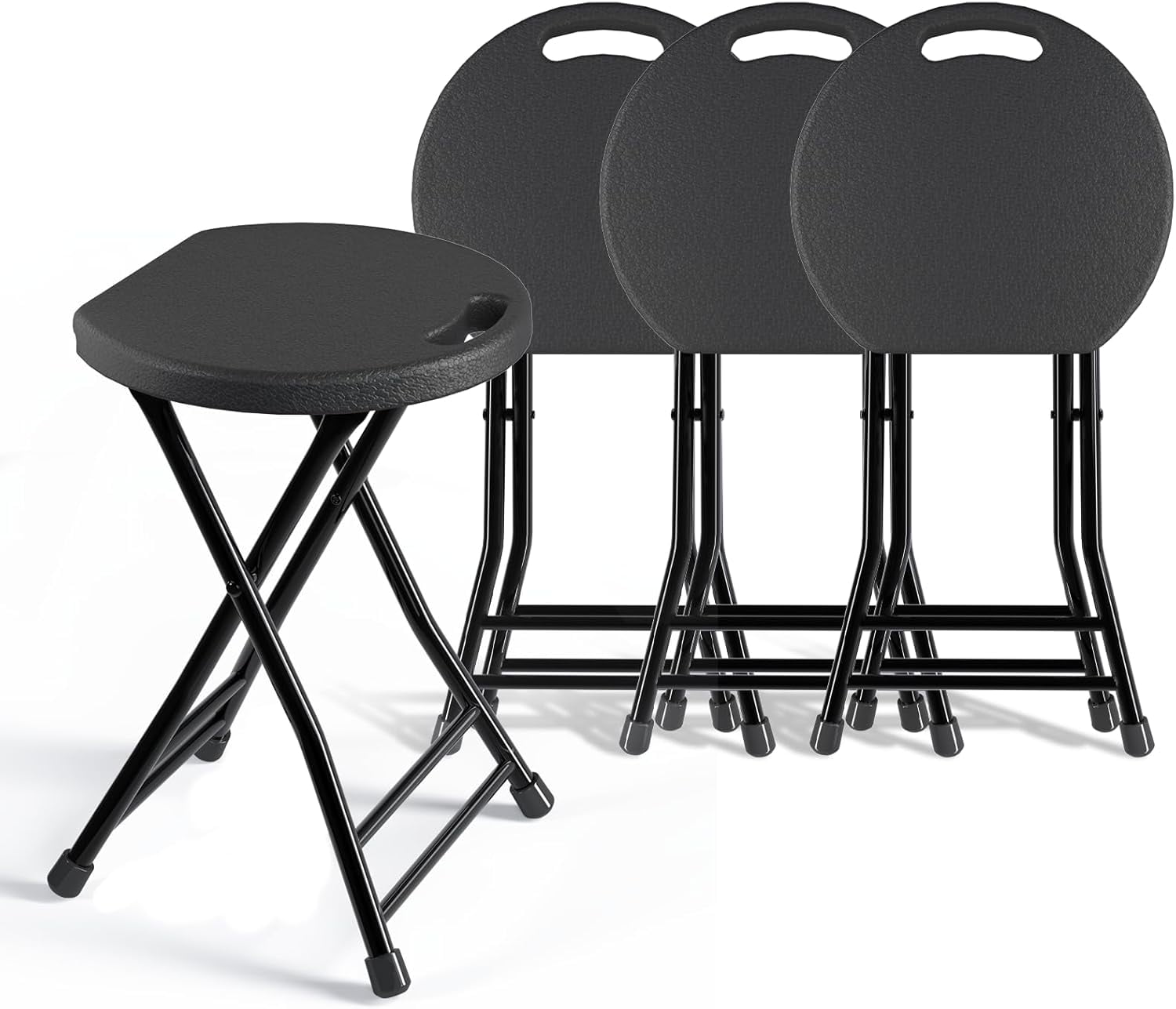 Folding Stool, 18 Inch Foldable Stool with Handle & Steel Frame, Pack ...