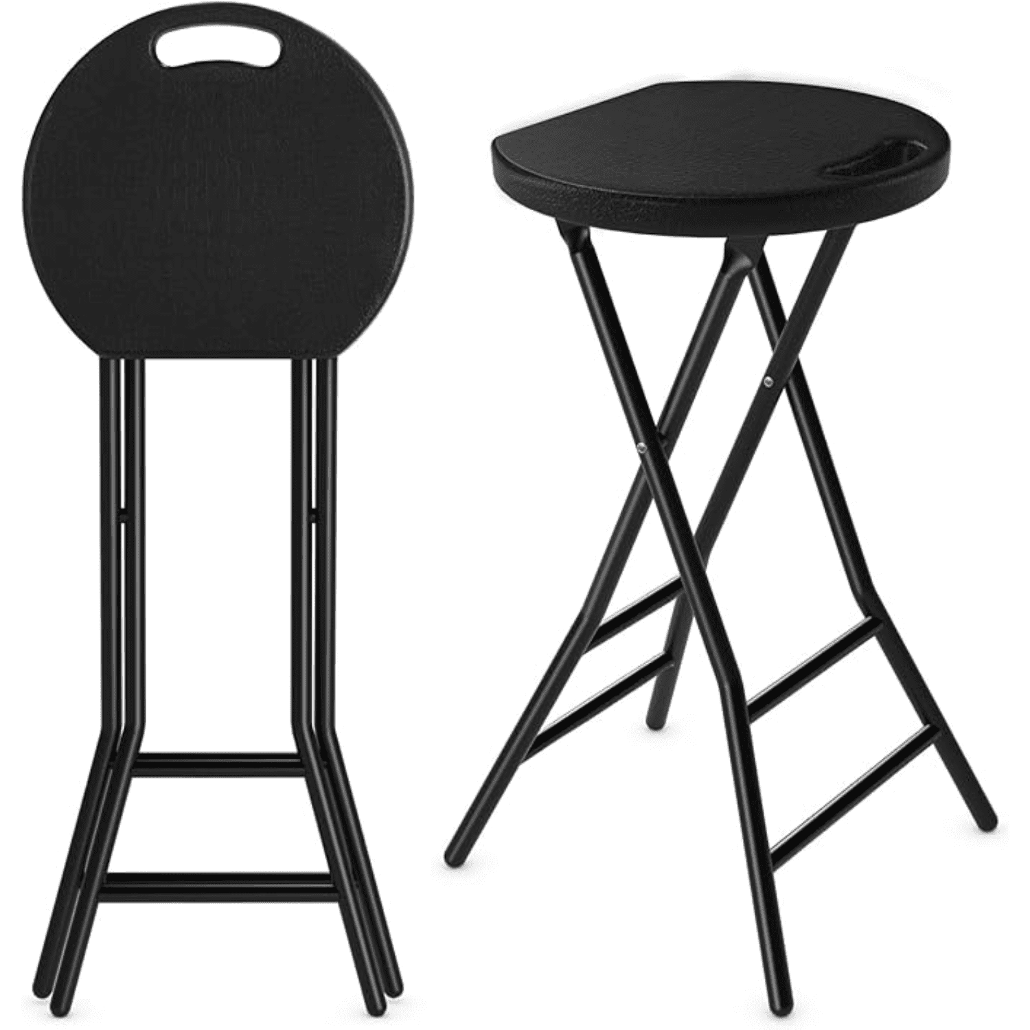 Folding Stool,2 Pack 24 inch Tall Folding Bar Stool with Handle, Metal ...