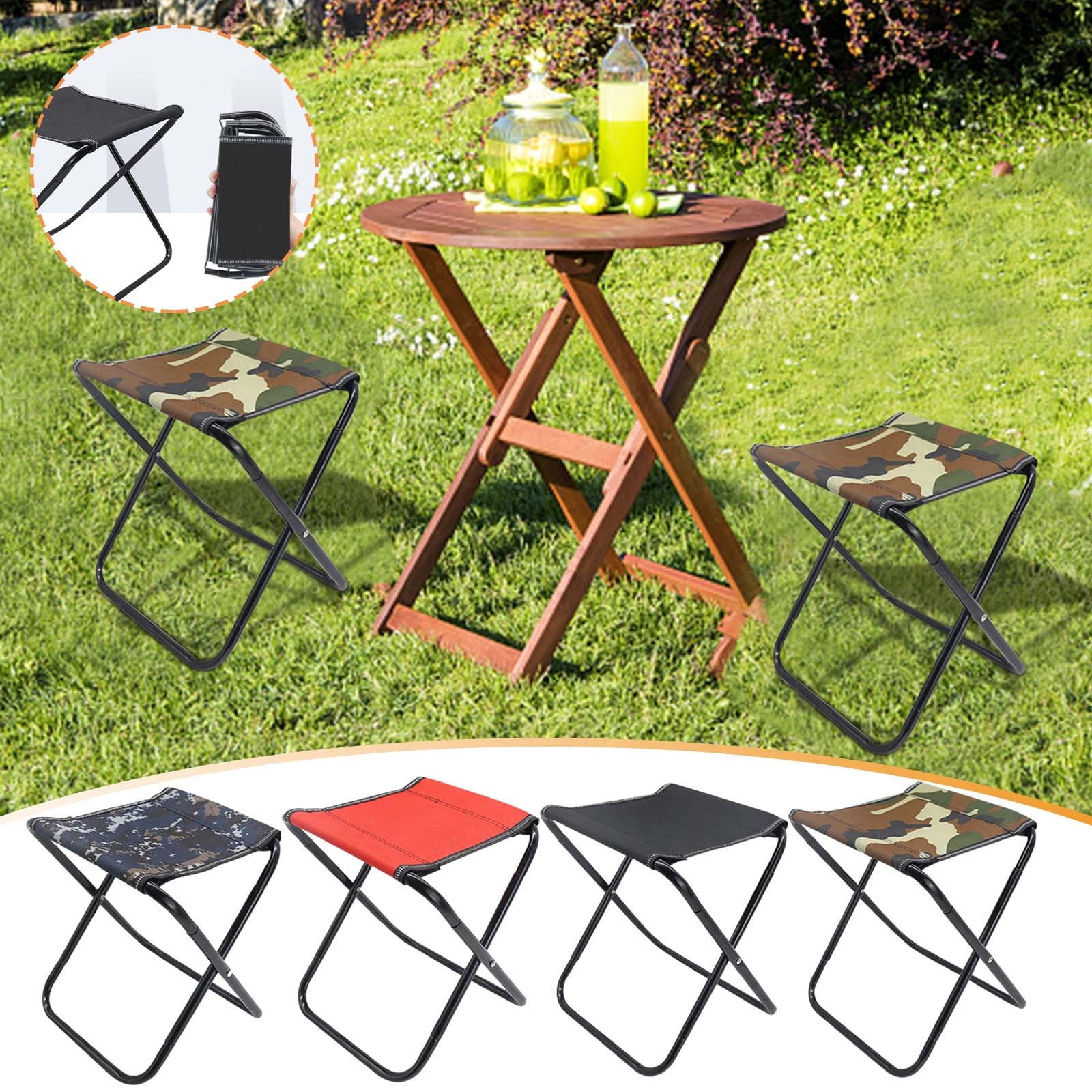 Folding Stool Heavy Duty Camping Chair, 17 8 Height Portable Stool with ...