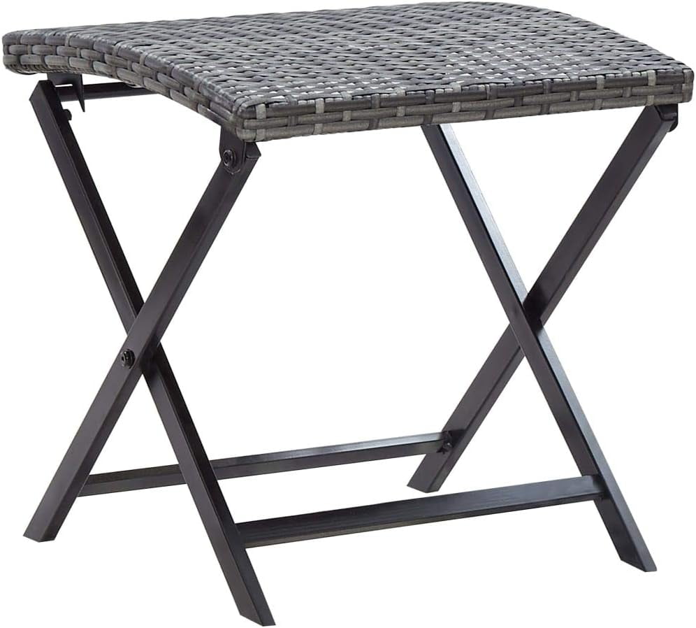 Folding Stool Poly Rattan Gray,Folding Rattan Patio Stool Durable ...