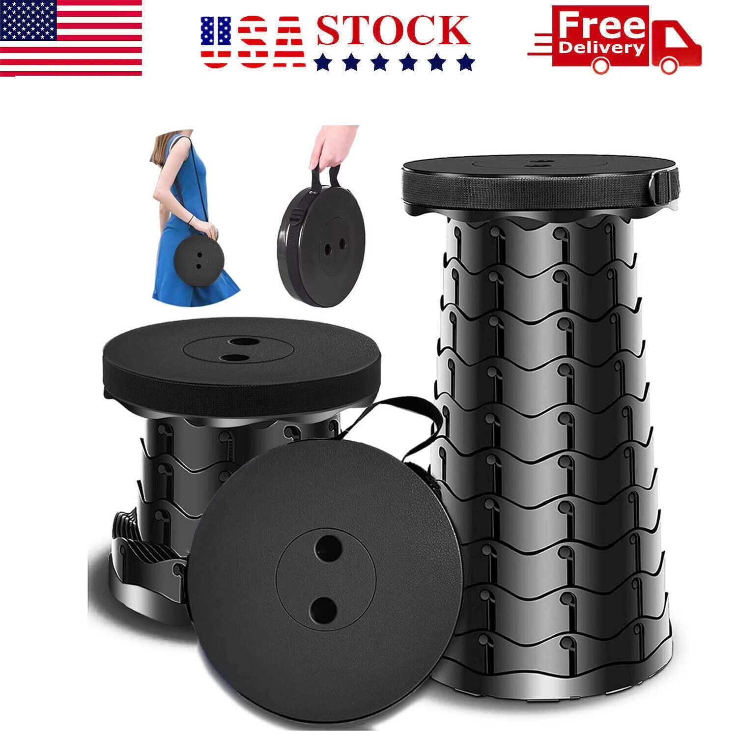 Folding Stool Portable Telescopic Chair Seat Camping Retractable ...
