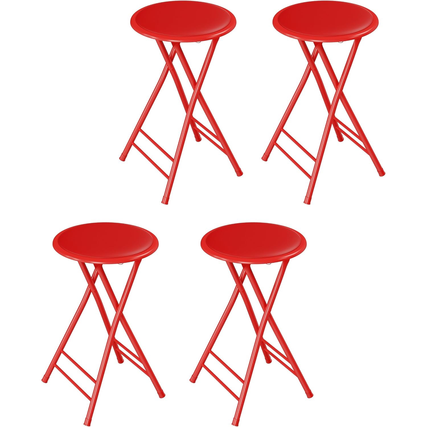 Folding Stool Set - Set of Four 24-Inch Padded Stools with 225lb ...