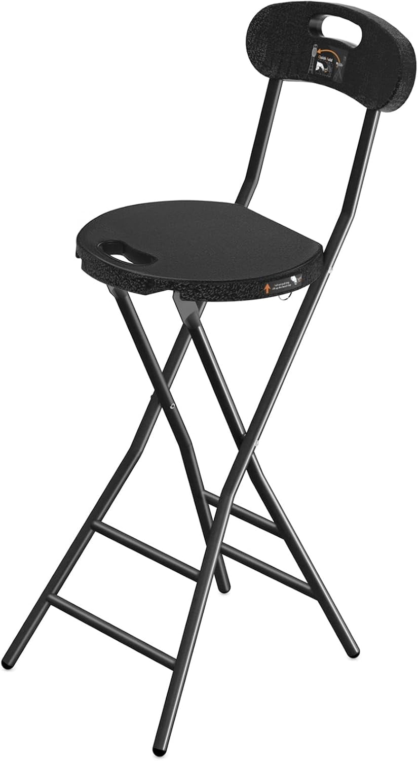 Folding Stool with Back, Heavy Duty Foldable Stools for Adults with ...