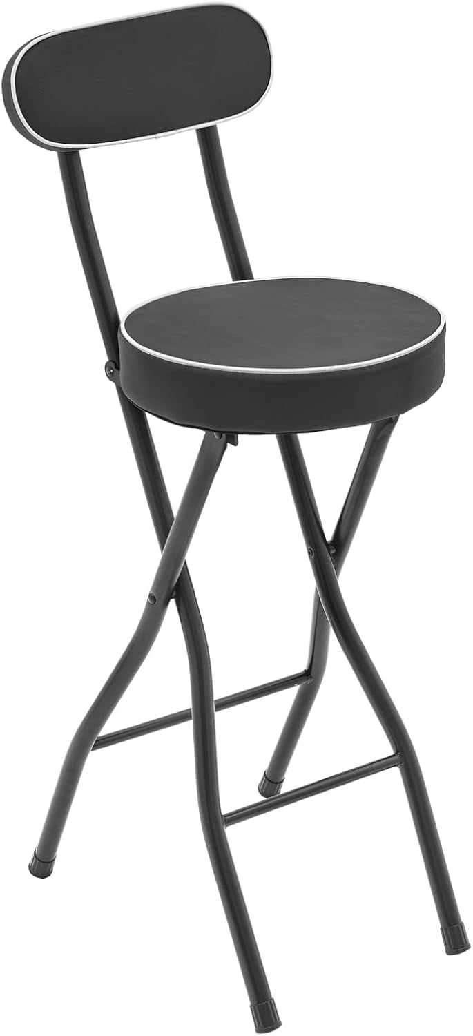 Folding Stool with Backrest Portable Cushioned Padded Folding Stool ...