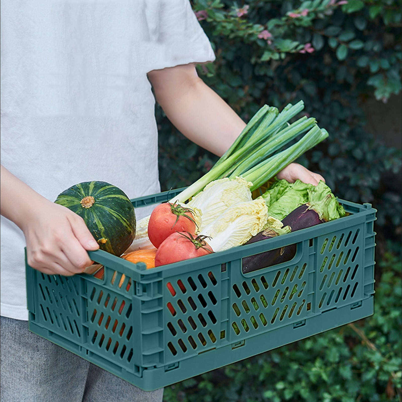 Folding Storage Basket - Collapsible Mesh Organizer, Durable Plastic ...