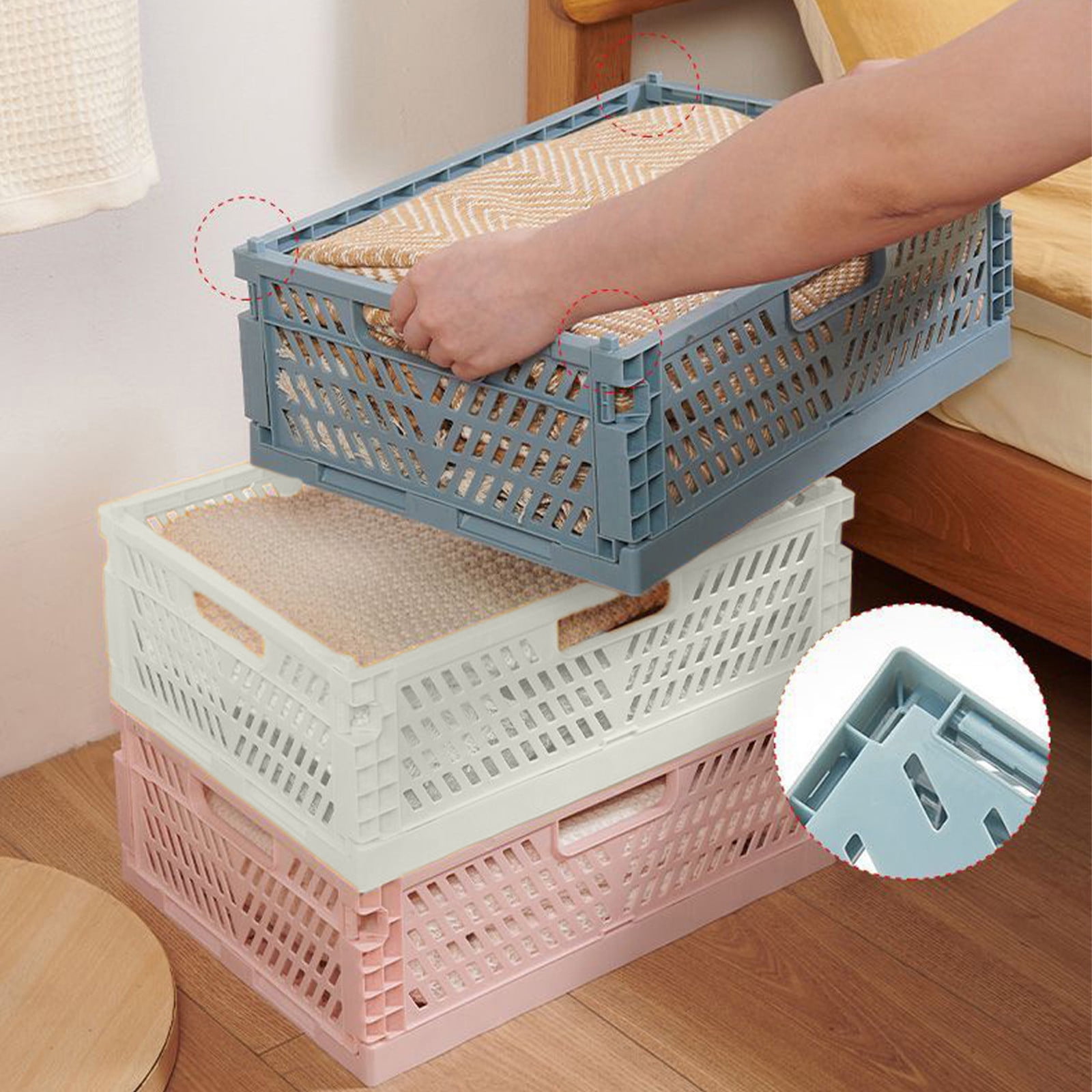 Folding Storage Basket Plastic Organizer Box | Space Saving Foldable ...