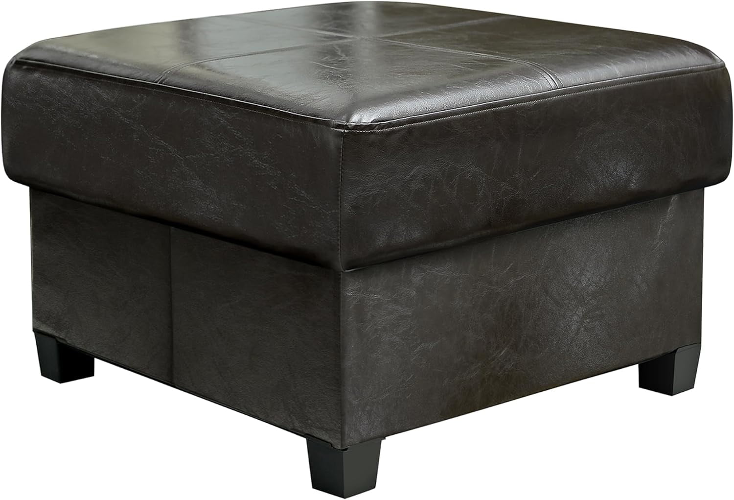 Folding Storage Bench, Cube PU Leather Footstool with Legs, Coffee ...
