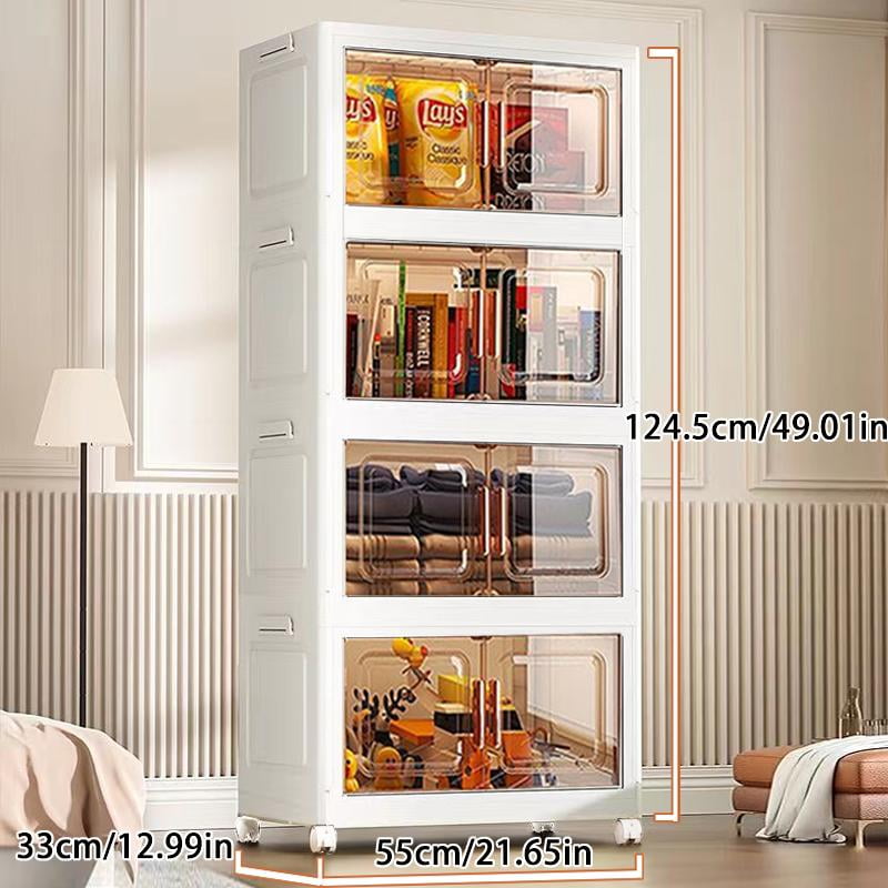Folding Storage Bin with Lid, Clear Folding Storage Cabinet with Doors ...