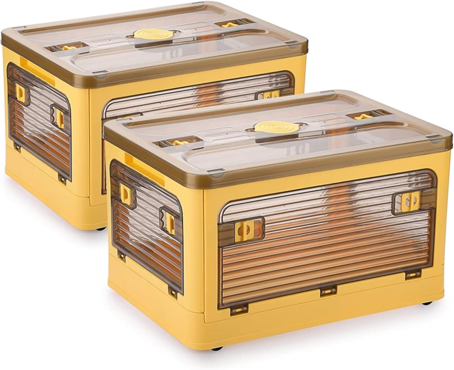 Folding Storage Bins, 28 Liters, 2 Pcs Yellow Plastic Storage ...