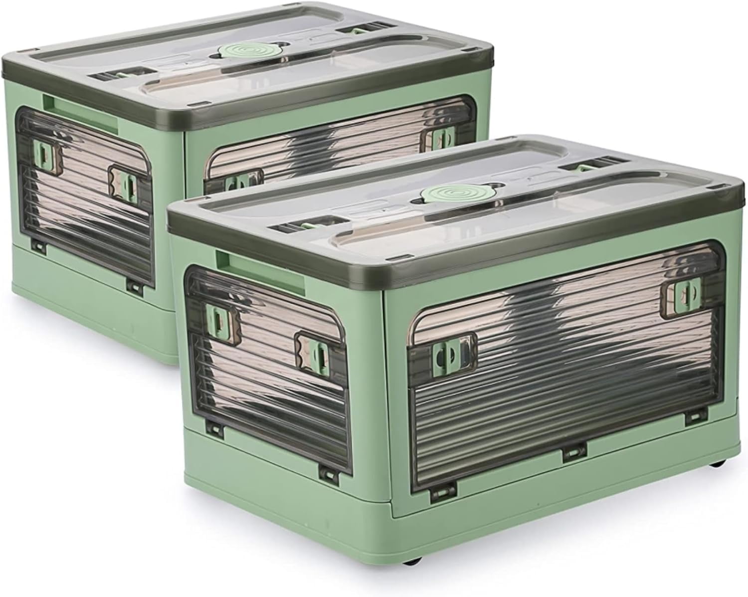 Folding Storage Bins, 36 Liters, 2 Pcs Green Plastic Storage Containers ...