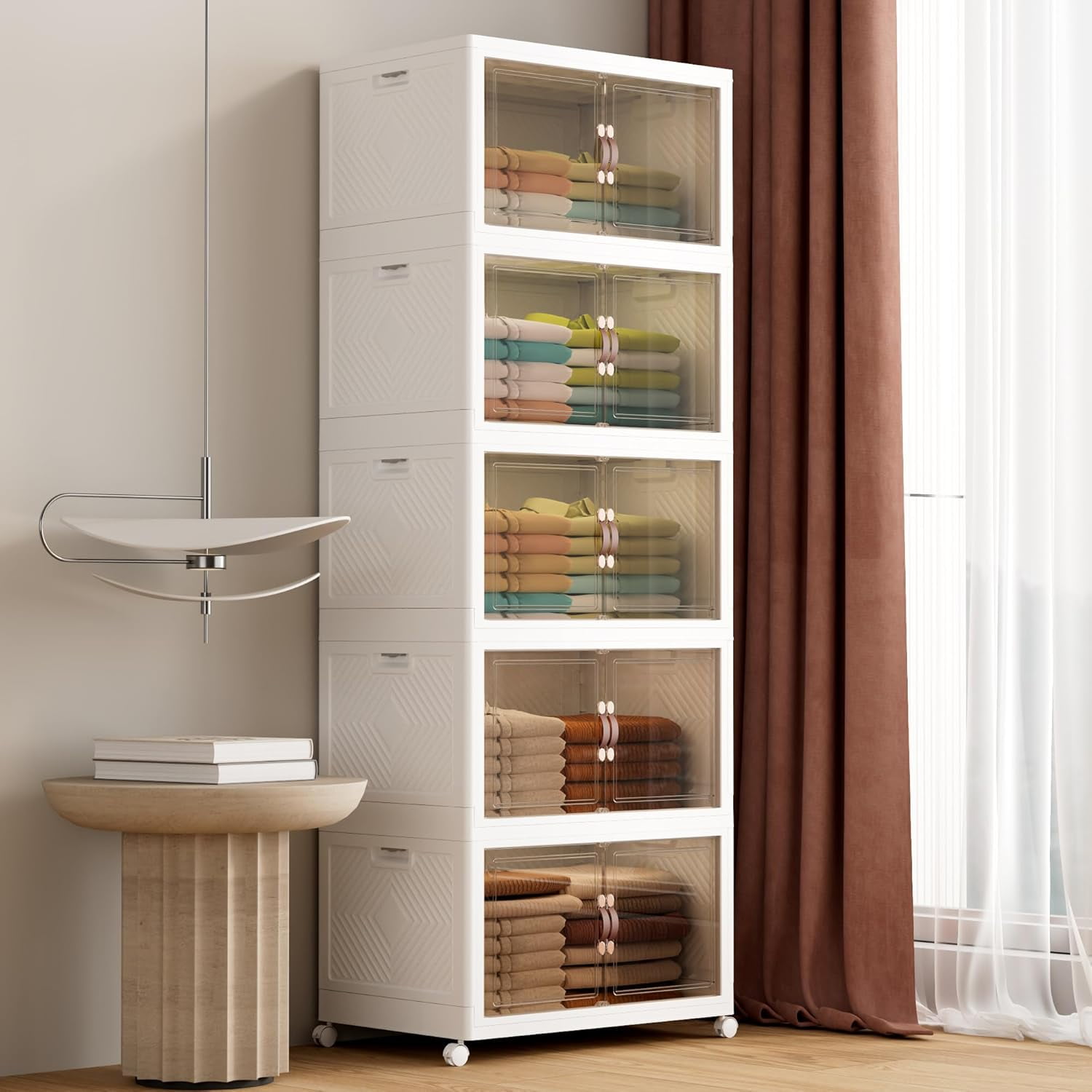 Folding Storage Bins 420 Quart Storage Boxes with Wheels and Door ...