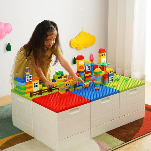 Folding Storage Box with Building Lid for Duplo Blocks, 26 Qt. Foldable ...