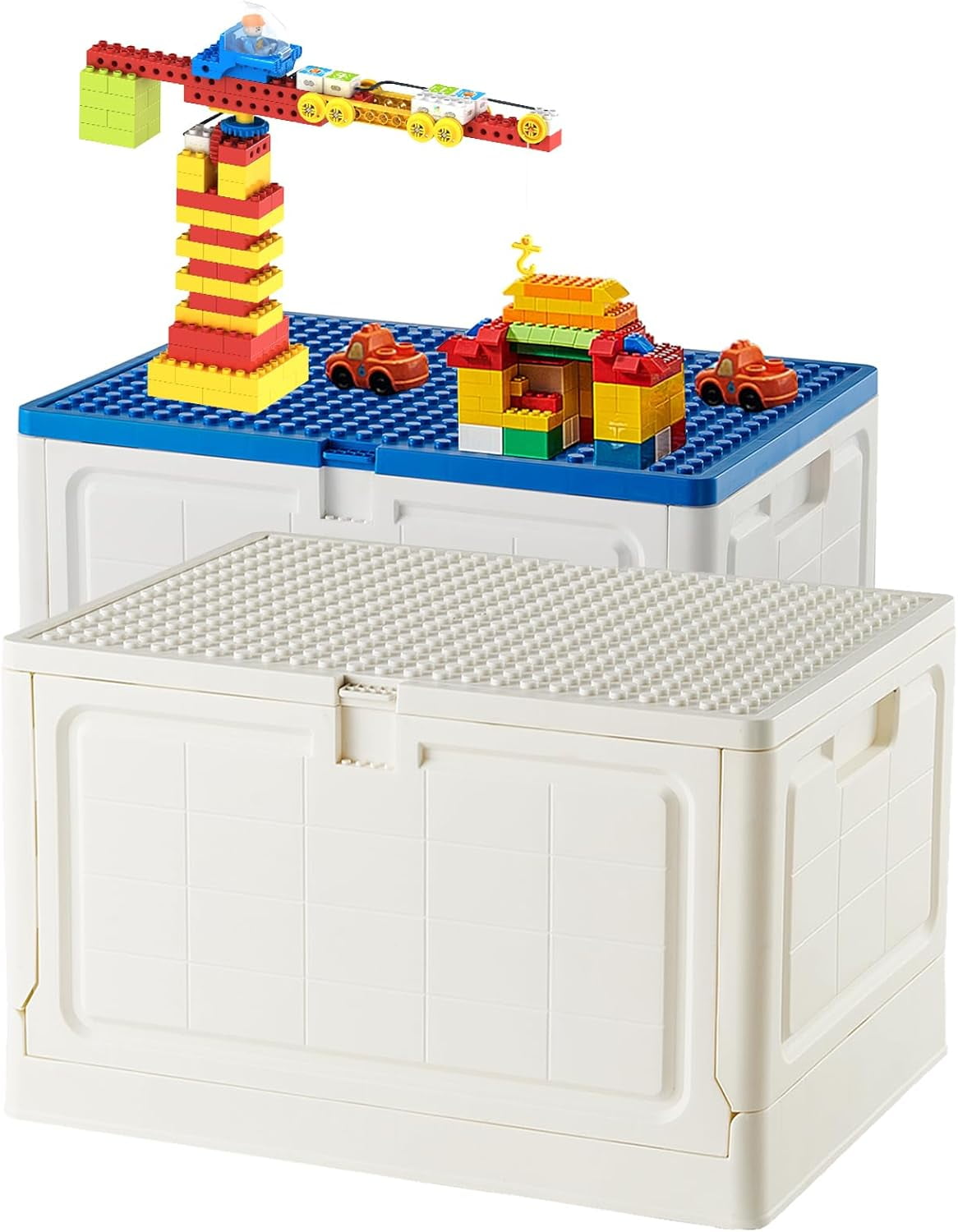 Folding Storage Box with Large Building Lid for Duplo Blocks, 28L ...