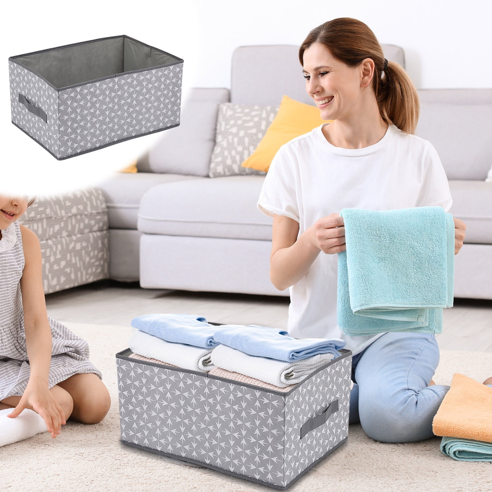 Folding Storage Box Non-woven Fabric 16*11*8INCH,Flip Storage Box with ...