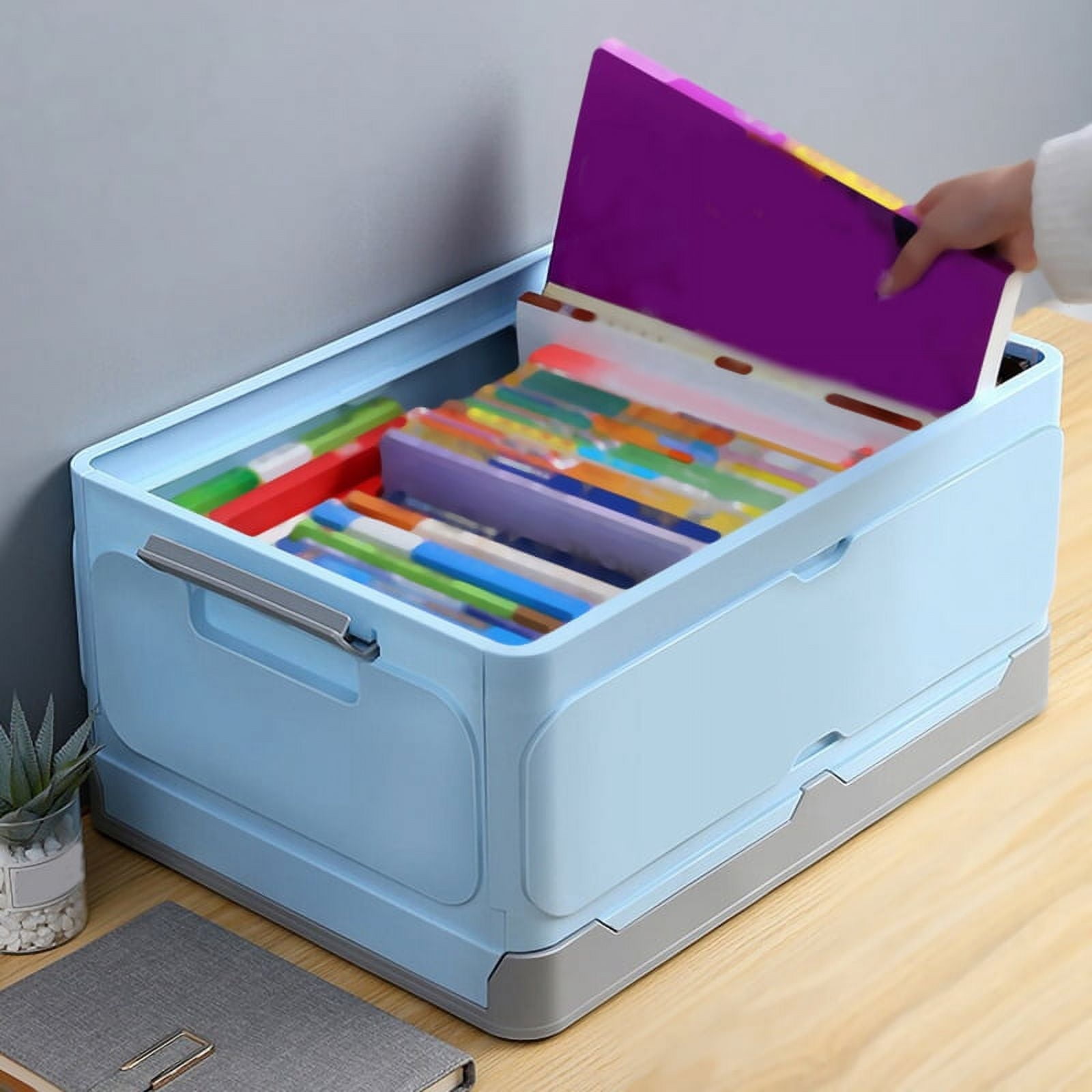 Folding Storage Box Plastic Book Toy Capacity Portable Car Storage Box ...