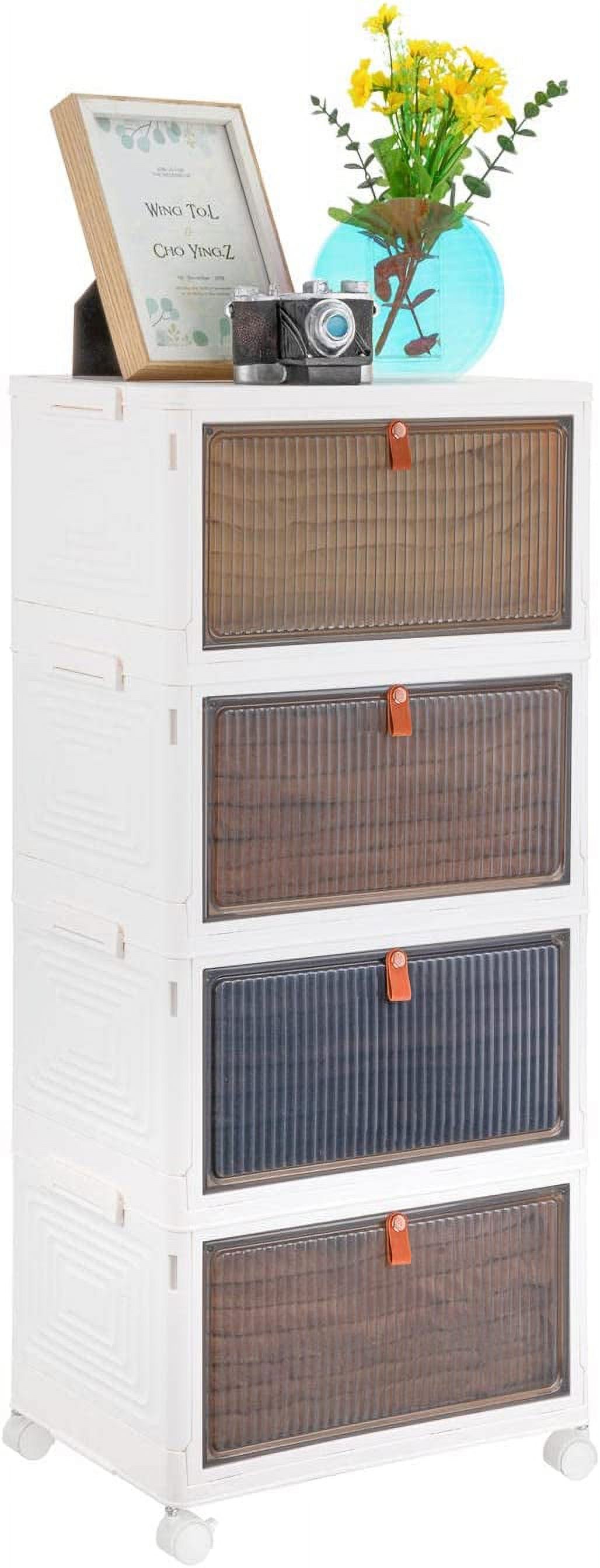 Folding Storage Box with Doors, for organization and storage 4 Tier ...