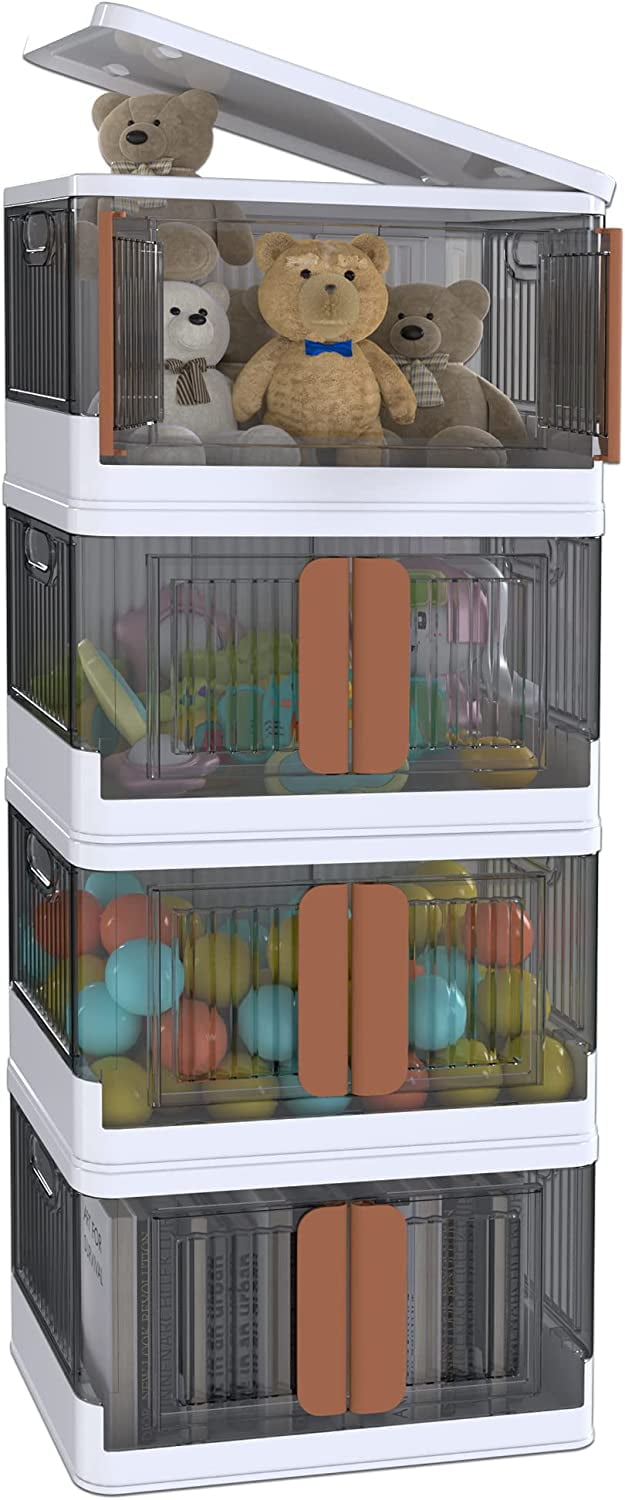 Folding Storage Boxes Set 4 Pack, 19 Gal Collapsible Storage bins ...